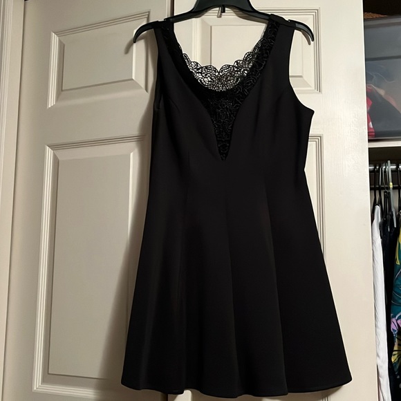 City Studio | Dresses | Very Cute Black Mini Dress With Lace Plunge ...